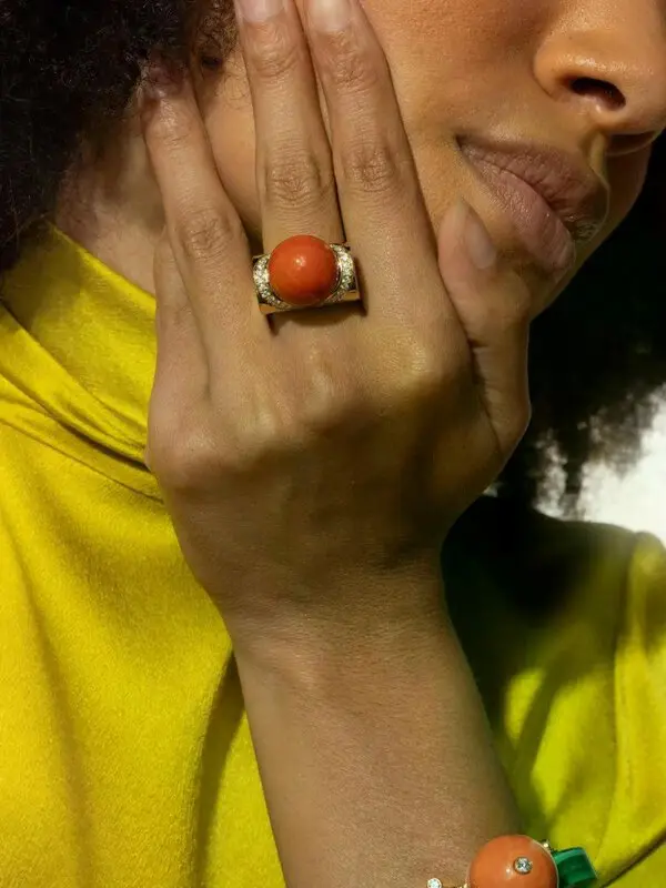 ALETTO BROTHERS Mediterranean Coral And Diamond Ring