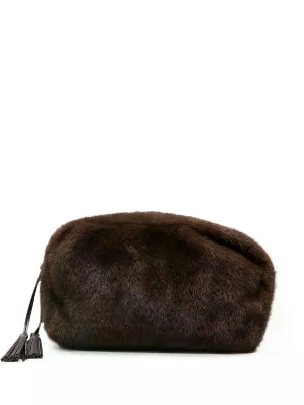 P.a.r.o.s.h Faux-fur Clutch With Tassel Detail - Brown