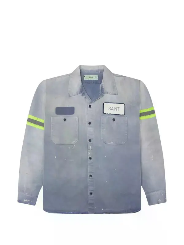 SAINT MXXXXXX Distressed Logo-patch Shirt