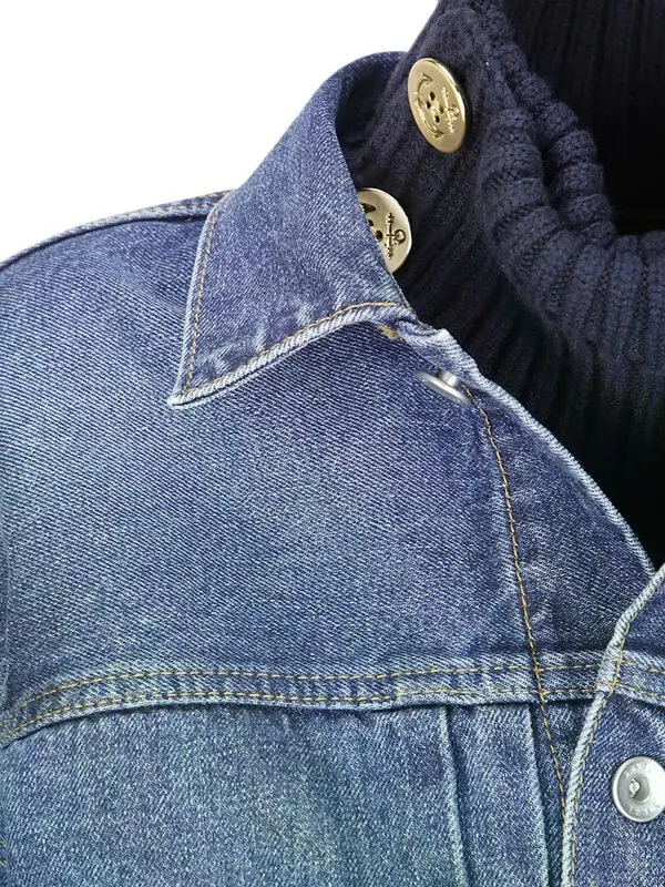Sacai Paneled Denim Jacket With High Neck