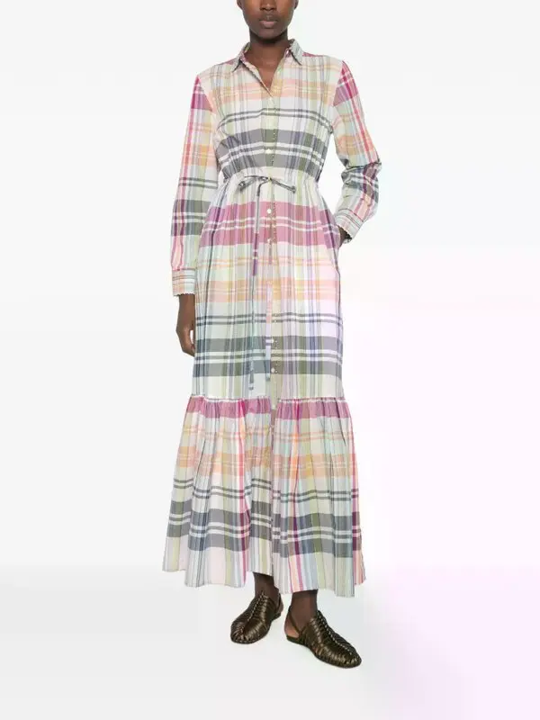 ORDI.TO Check-print Tiered Maxi Dress