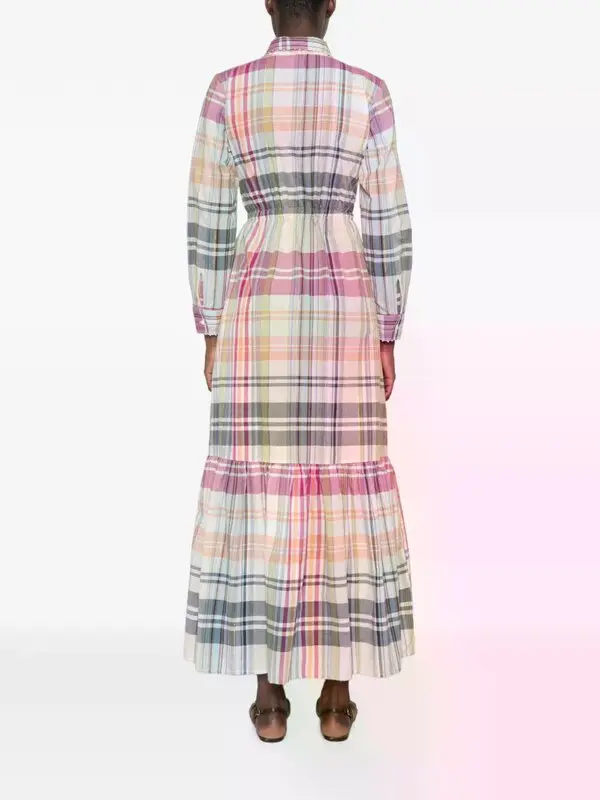 ORDI.TO Check-print Tiered Maxi Dress