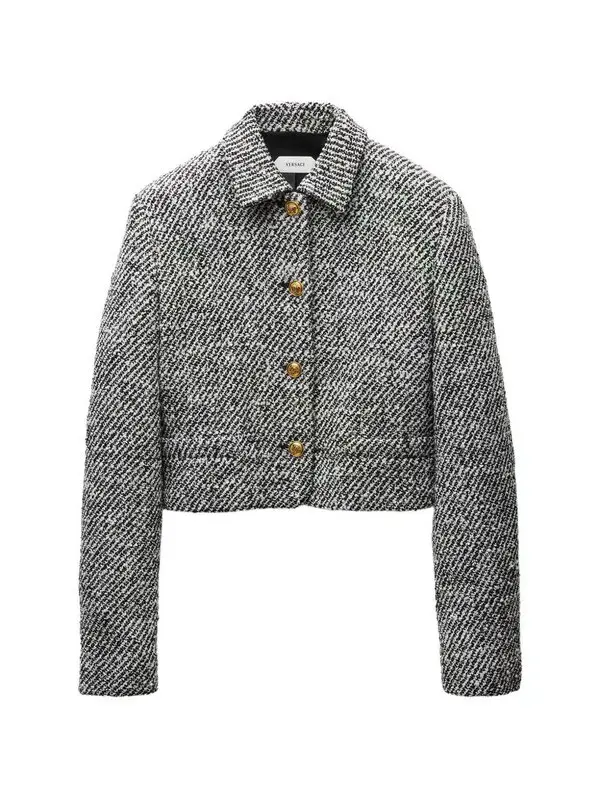 Versace Cropped Wool Bouclé Blouson