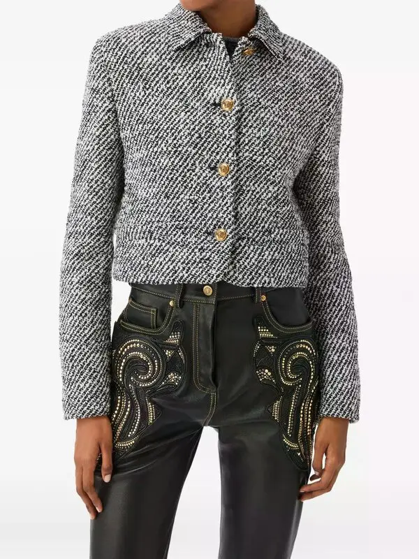 Versace Cropped Wool Bouclé Blouson