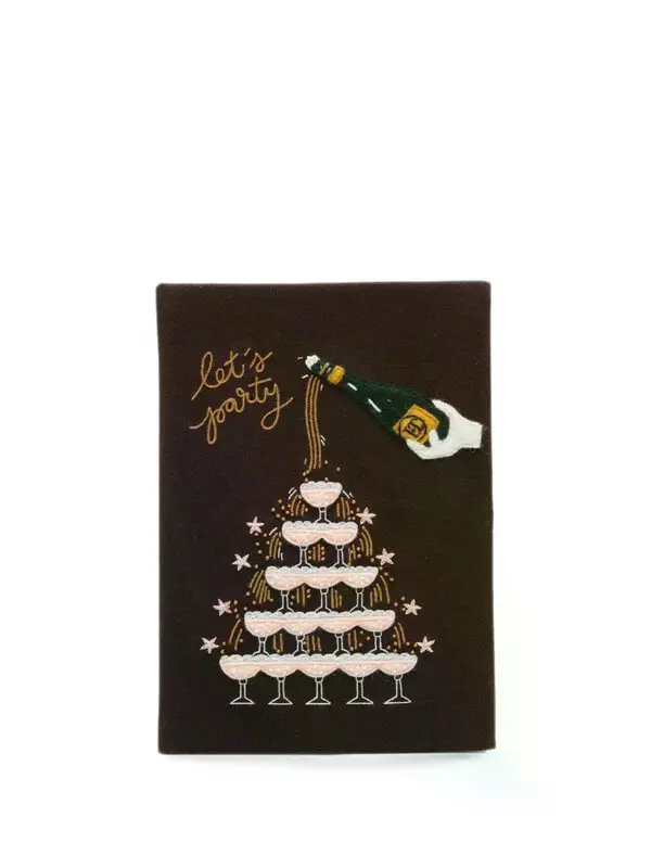 OLYMPIA LE-TAN Let's Party Embroidered-motif Book Clutch Bag - Brown
