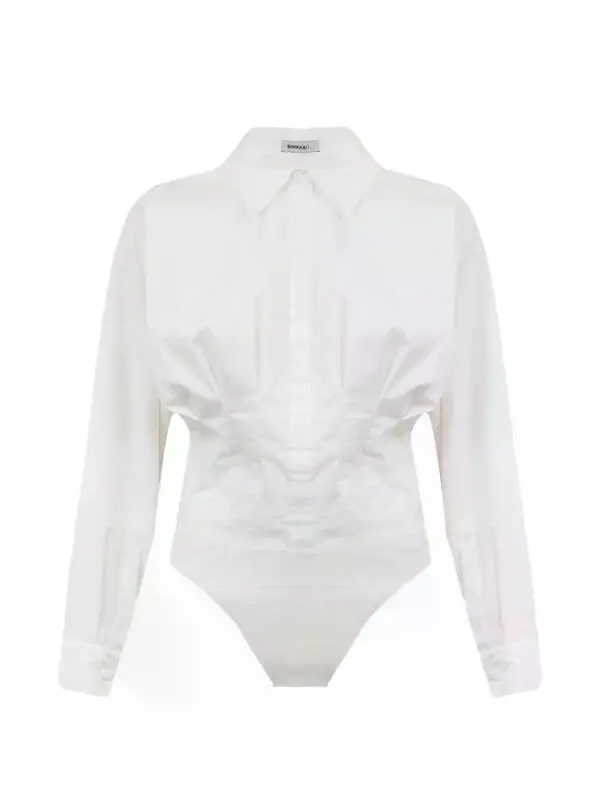 Simkhai Dolman Pleated Bodysuit With Spread Collar
