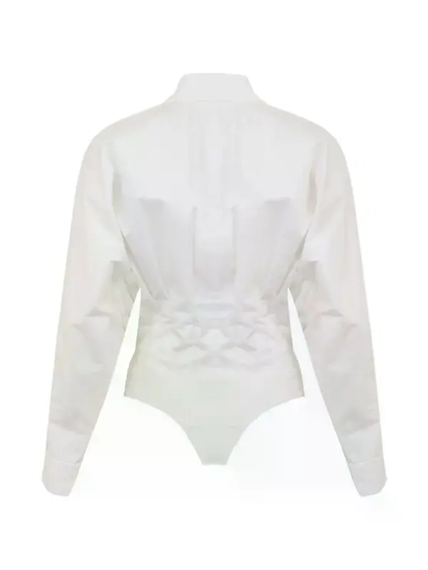 Simkhai Dolman Pleated Bodysuit With Spread Collar