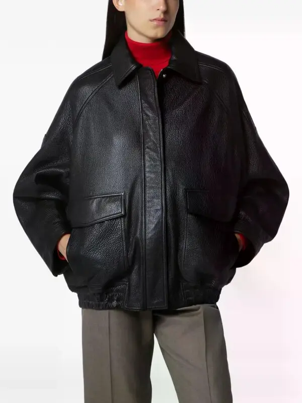 RÓHE Collared Grained-leather Jacket