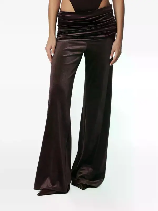 Andamane Draped Wide-leg Velvet Trousers