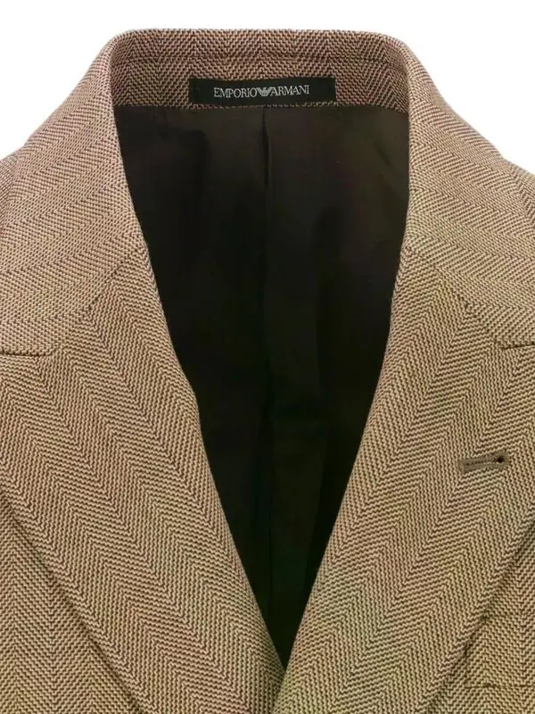 Emporio Armani Lined Blazer In Herringbone Virgin Wool