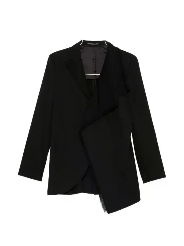 Yohji Yamamoto Asymmetric Frayed-edge Jacket - Black