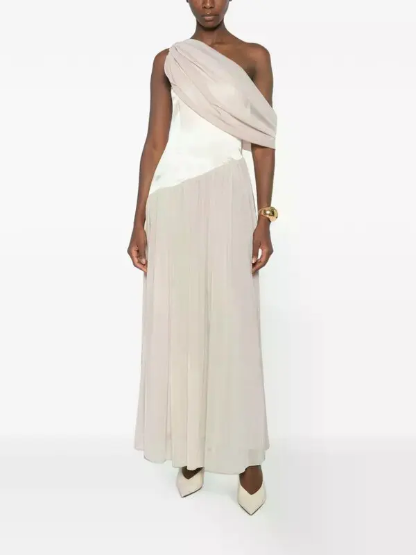 ABADIA Gwen Draped One-shoulder Maxi Dress