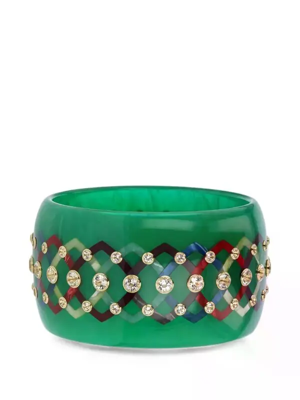 Mark Davis White Topaz Bangle - Green