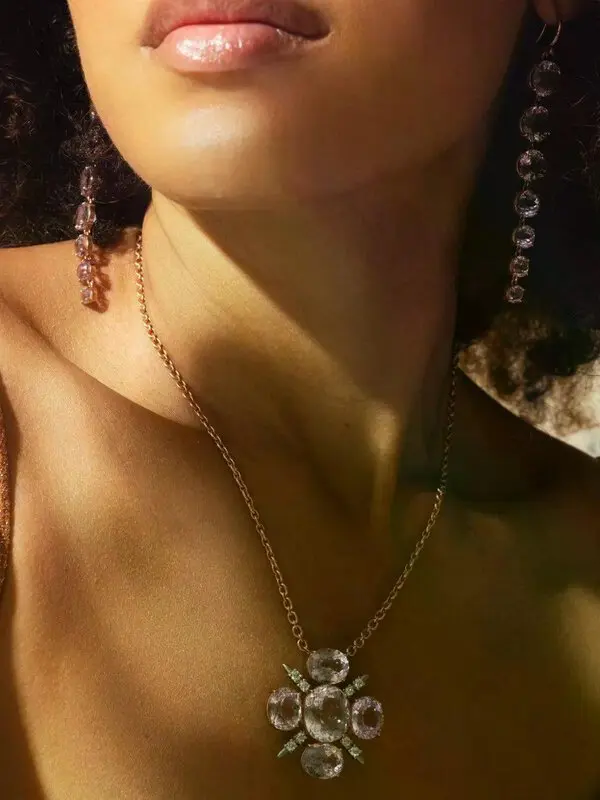 Irene Neuwirth Gemmy Gem Mosaic Kunzite And Diamond Necklace