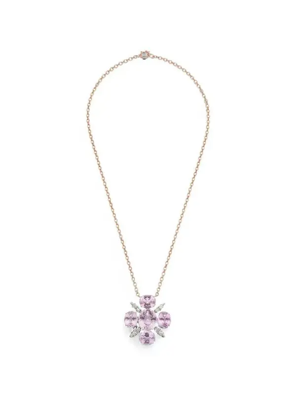 Irene Neuwirth Gemmy Gem Mosaic Kunzite And Diamond Necklace - Pink