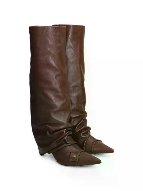 THE SELLER Pointed-toe Slouchy Leather Boots