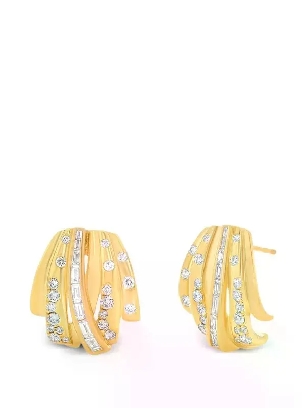 Sara Weinstock 18k Yellow Diamond Crossover Earrings - Gold