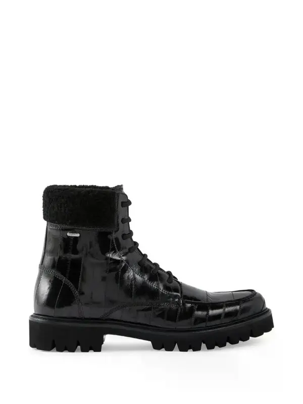 GIUSEPPE ZANOTTI Andris Lace-up Eel Skin Combat Boots With Wool Cuff