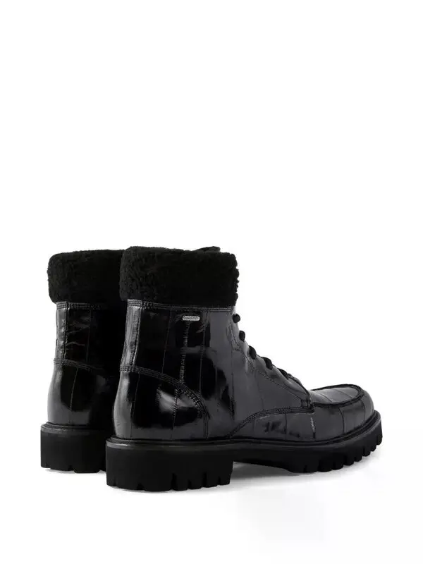 GIUSEPPE ZANOTTI Andris Lace-up Eel Skin Combat Boots With Wool Cuff