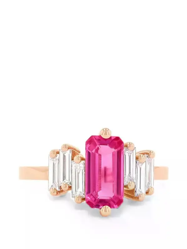SUZANNE KALAN Sapphire And Diamond Ring In 18k Rose Gold