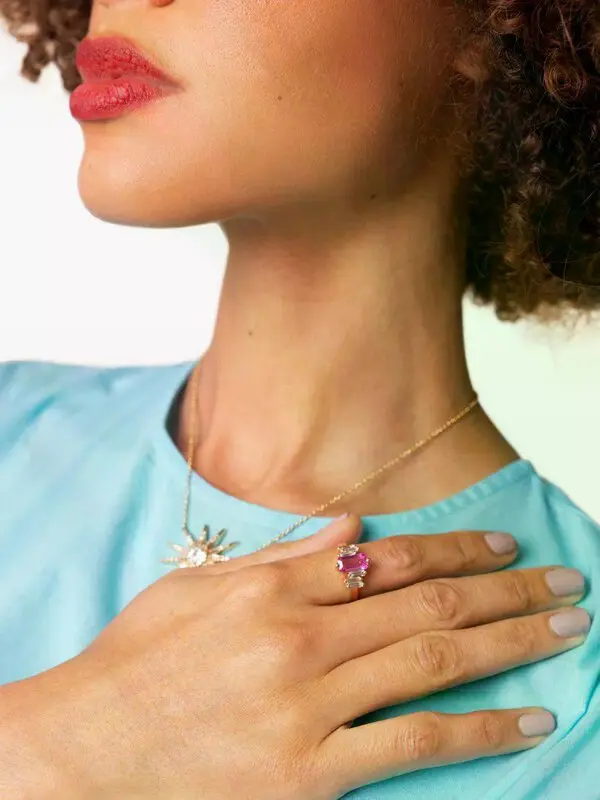 SUZANNE KALAN Sapphire And Diamond Ring In 18k Rose Gold