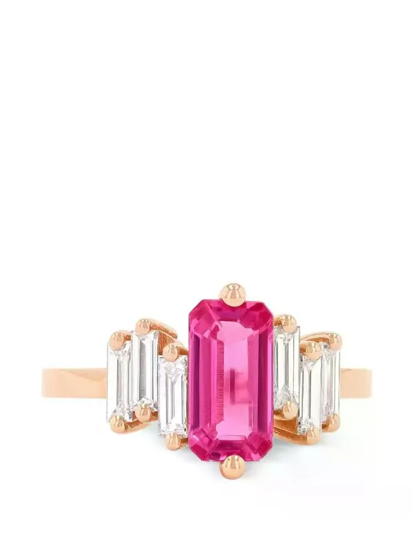 SUZANNE KALAN Sapphire And Diamond Ring In 18k Rose Gold - Pink