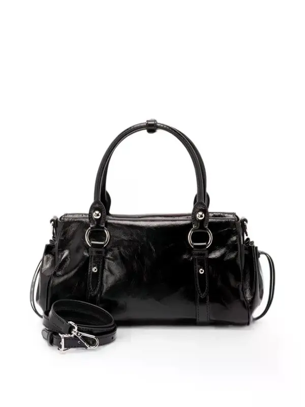 Miu Miu Logo-embossed Leather Shoulder Bag - Black