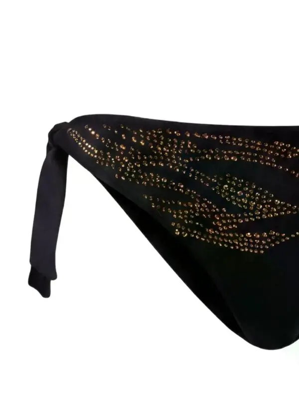 TWINSET Bikini Thong With Animal Pattern Rhinestones - Black