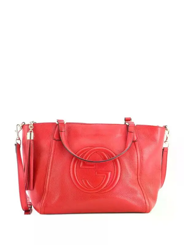 Gucci Soho Convertible Top Handle Bag Leather Small Satchel - Red