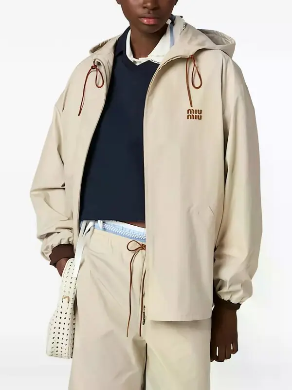 Miu Miu Single-breasted Panama Cotton Caban Jacket