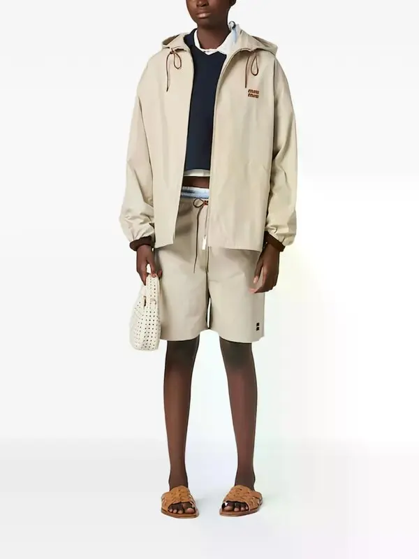Miu Miu Single-breasted Panama Cotton Caban Jacket