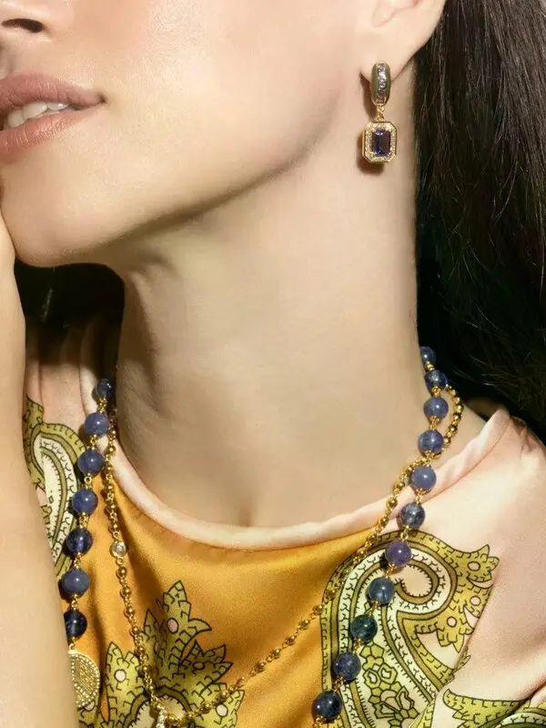 BUDDHA MAMA Tanzanite Diamond Hoop Earrings