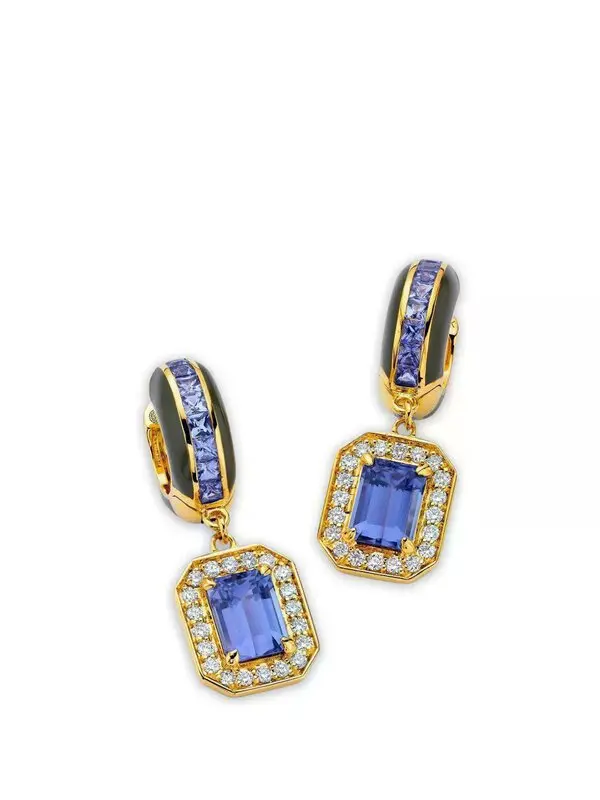 BUDDHA MAMA Tanzanite And Diamond Drop Earrings In 20k Yellow - Gold