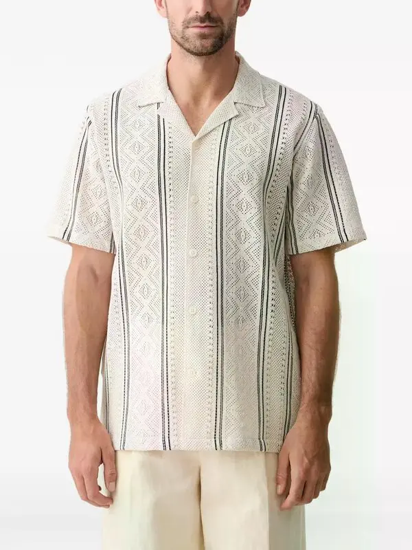 LINDBERGH Geometric-lace Striped Shirt