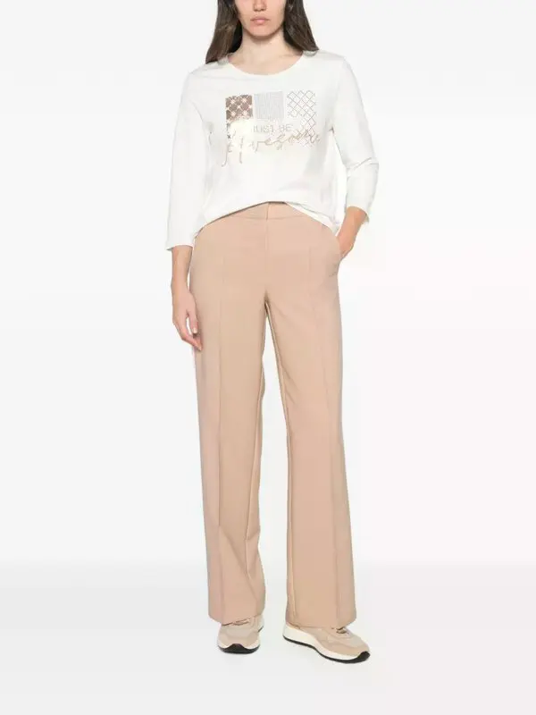 BETTY BARCLAY Side-stripe Crystal-embellished Trousers - Neutrals