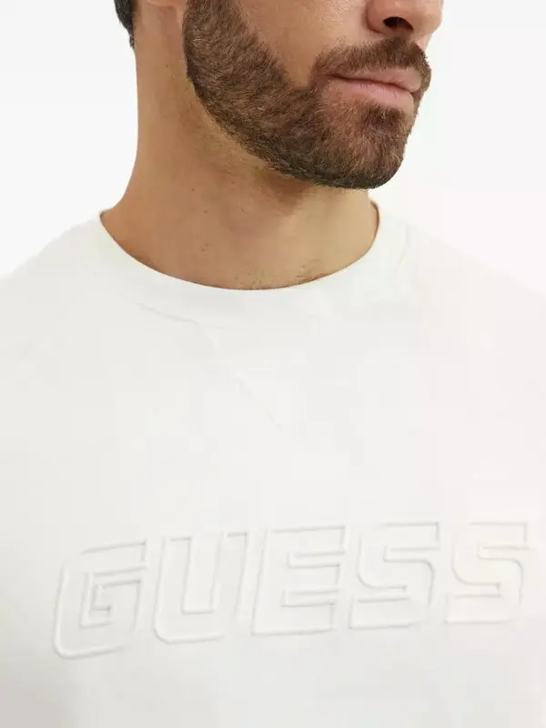 Guess Logo-embossed Raglan-sleeve Sweatshirt - White