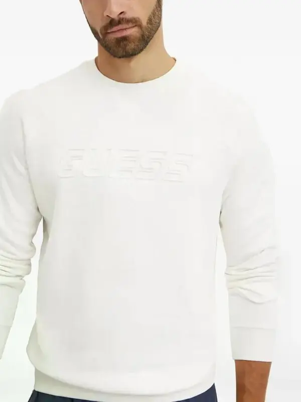 Guess Logo-embossed Raglan-sleeve Sweatshirt - White