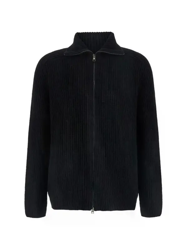 Tagliatore Ribbed-knit Zip-up Cardigan
