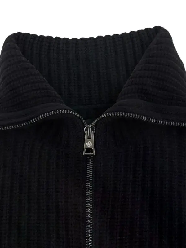 Tagliatore Ribbed-knit Zip-up Cardigan