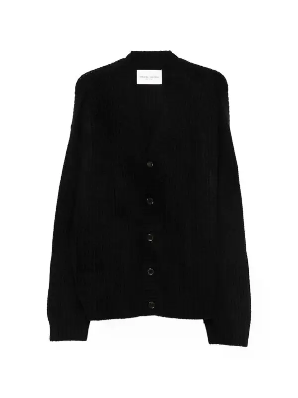 ROBERTO COLLINA Ribbed Knit V-neck Cardigan