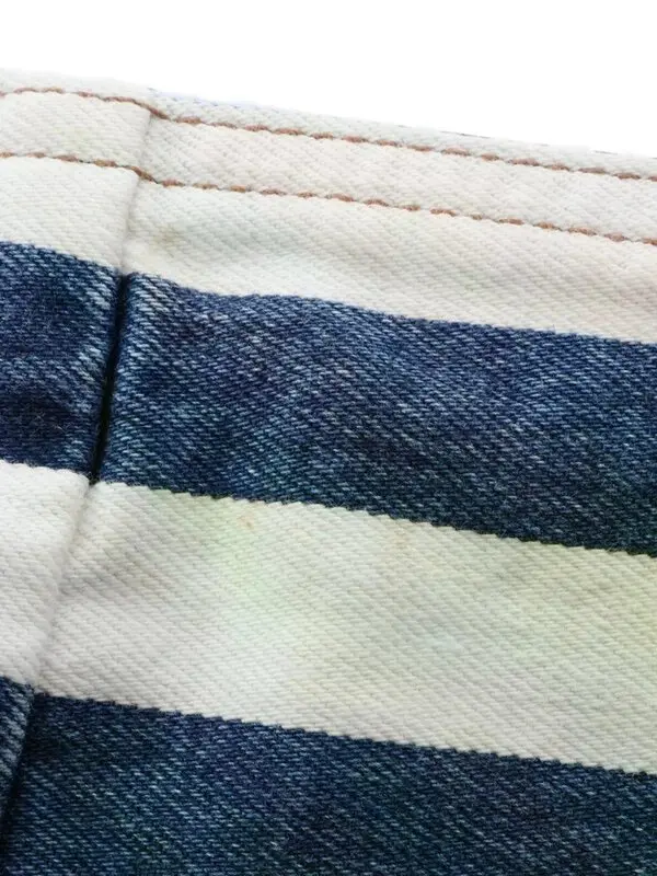 Prada Striped Denim Skirt With Logo Plate