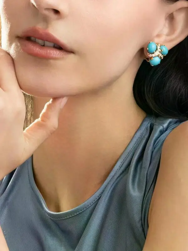 Verdura Turquoise And Diamond Earrings