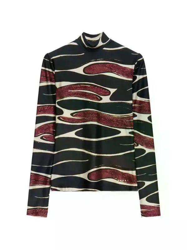 Marni Crimson Flow Turtle-neck T-shirt