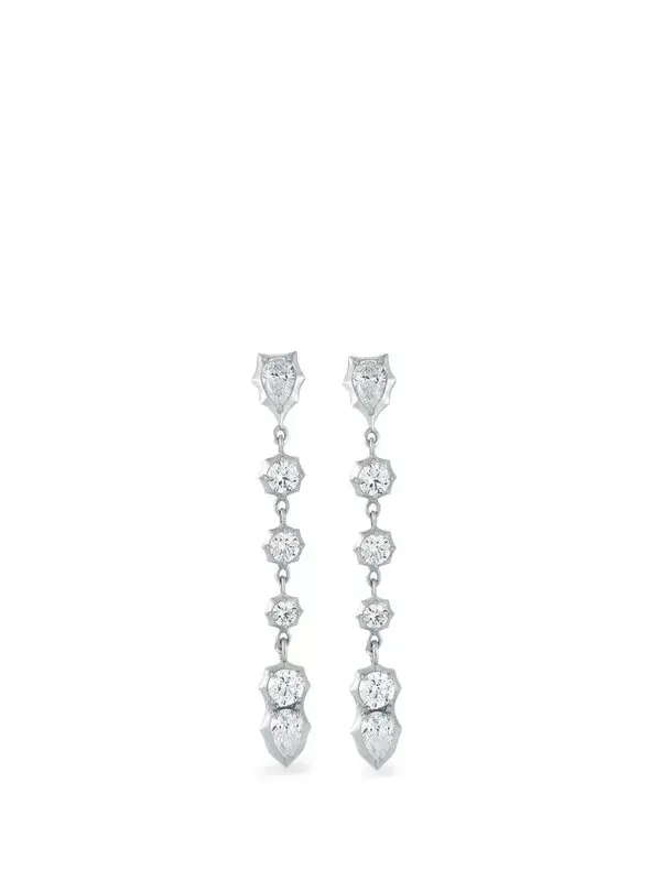 JADE TRAU Poppy Diamond Loop Earrings - Silver