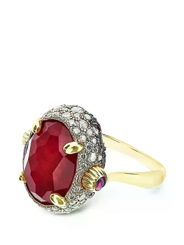 NANIS Reverse Diamond And Ruby Ring - Gold