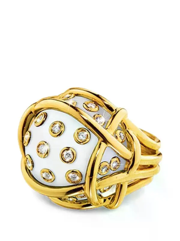 Verdura 18k Yellow Diamond And Cocholong Ring - Gold