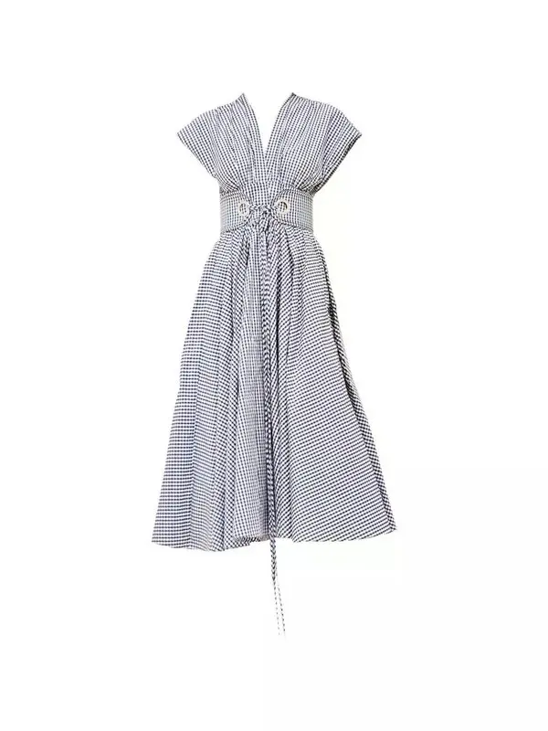 Alexis Riviera Gingham Midi Dress - Blue