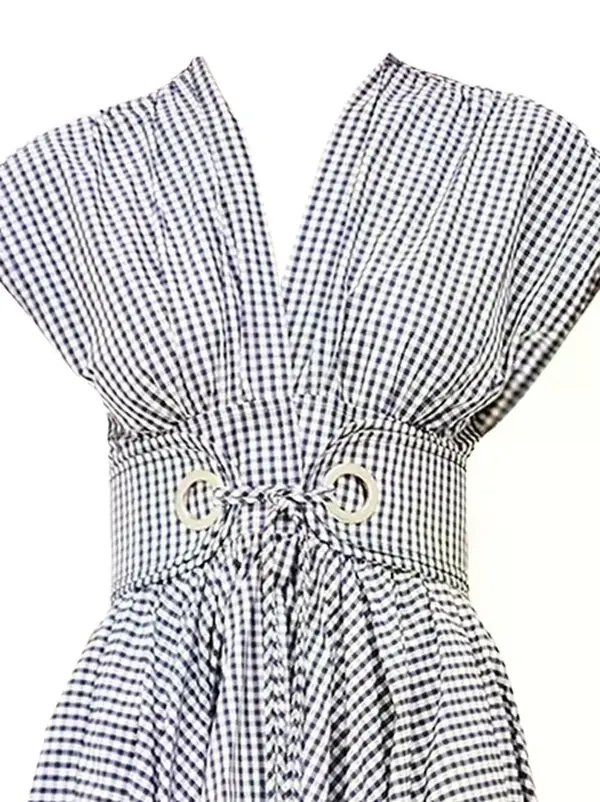 Alexis Riviera Gingham Midi Dress - Blue
