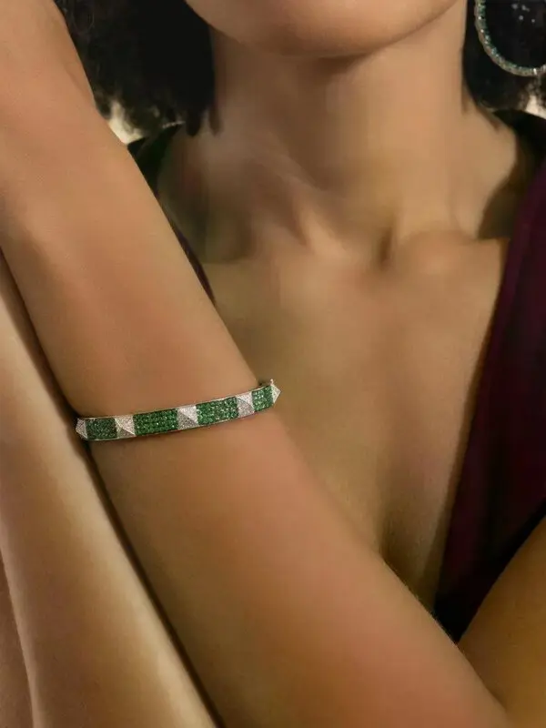 STEFERE Couture Diamond And Tsavorite Bangle Bracelet