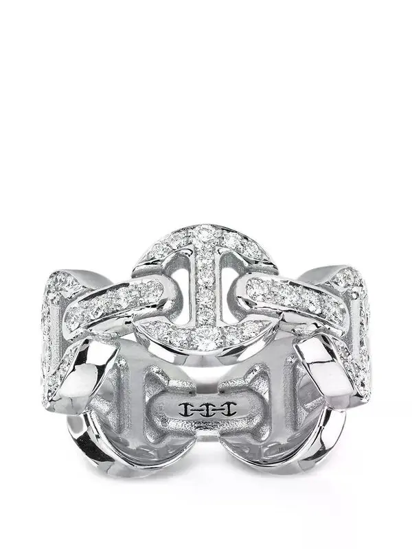 Hoorsenbuhs 18k White Gold Tri-link Diamond Ring - Silver